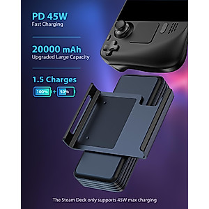 Antank Magnetic Power Bank Compatible with Steam Deck, 20000mAh 45W PD Fast 3.0 Charging Portable Battery Bank, External Battery Pack with Removable Magnetic Back Mount & Dual USB-C Cable