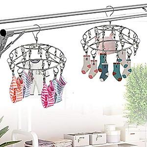 Clothes Drying Racks Laundry Drip Hanger Laundry Clothesline Hanging Rack Set of 24 Clothespins for Drying Clothes, Towels, Underwear, Lingerie, Socks
