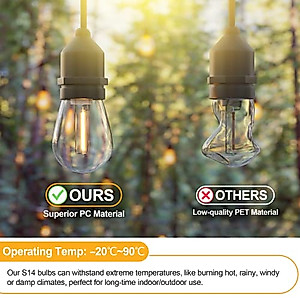 Mlambert LED String Light Bulbs, Shatterproof Outdoor String S14 Replacement Light Bulbs, Waterproof 1W LED Edison Bulbs Equal to 11W Incandescent, 2700K Warm White, E26 Bulb, 15 Pack, Not Solar Bulbs