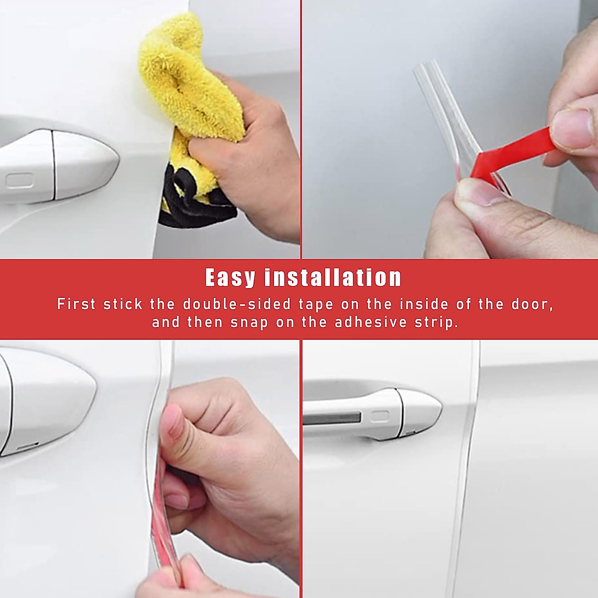 Ziciner Car Door Edge Guards, 16Ft (5M) Auto Edge Trim Rubber Seal Protector with U Shape, Automotive Anti-Collision Door Entry Trim Molding Protection, Universal Fit for Most Car (Transparent White)