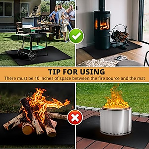 EasyAcc 24 x 31in Fireproof-Grill Mats for Outdoor Tabletop Grill to Protect Your Grill Table-Fireproof-BBQ Barbecue Mat Heat Resistant Grill Table Mat-Waterproof & Oilproof BBQ Mat-Black (0.6mm)