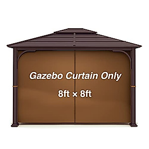 Gazebo Universal Replacement Privacy Curtains - Gafrem 8' x 8' Canopy Side Wall Privacy Panel with Zipper, 1 Panel Sidewall ONLY (Brown)