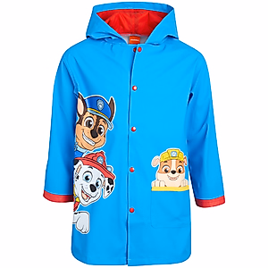 Nickelodeon Boys' Rain Jacket - Hooded Slicker Shell Raincoat: Baby Shark, Paw Patrol (Size: 4-7), Size 4/5, Paw Patrol