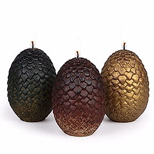 Game of Thrones Dragon Egg Replica Candles, Set of 3 - Great Easter Gift for House of The Dragon & GoT Fans - Unscented - 2 1/2"