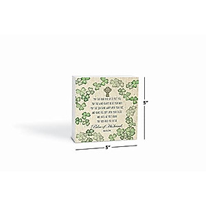 Elanze Designs Irish Blessing Green Shamrock Textured Tan 5 x 5 Wood Tabletop Sign Plaque