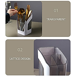 BLMIEDE Kitchen Utensil Holder for Countertop Multifunctional Draining Chopstick Cage Standing Cutlery Storage Organizer Tableware Spoon Forks Storage Box Stainless Steel Sink Rack (Orange, One Size)