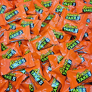 ReesesTake 5 Snack Size Chocolate Candy Bars - Peanut Butter, Pretzel, Nugget, and Caramel Milk Chocolate Fun Size Candy - 65 Individually Wrapped Pieces - 3lb Bulk Party Pack