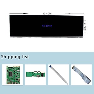 FanyiTek 12.6 inch 12.6" NV126B5M-N41 1920x515 eDP IPS LCD Screen with Type C USB C Mini HDMI Controller Board,for DIY PC Temperature Case