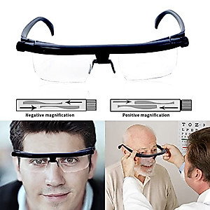 EKSED Adjustable Glasses Dial Vision Dial Adjustable Glasses Variable Focus Adjustable Focus Glasses With Folding Magnifying Glass For Reading Distance Vision Unisex Myopia Glasses for Seniors