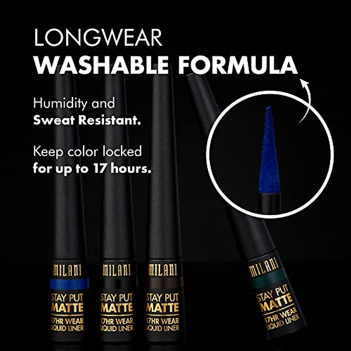 Milani Stay Put Matte Liquid Eyeliner - Liquid Eyeliner Pen, Long Lasting & Smudgeproof Makeup Pen Black