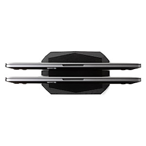 Oakywood Dual Laptop Vertical Stand, Natural Wood, Adjustable Dock, for Devices Up to 2 cm Thick, Compatible with All MacBook Pro Air iPad Surfaces, for Max. 2 Devices, Handmade, Black Stained Oak