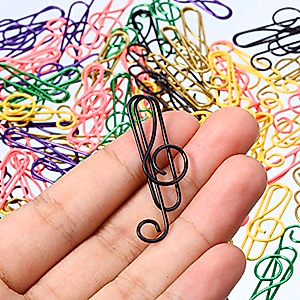 100 Pieces Music Paper Clips 6 Colors, Metal Paper Clips Musical Notes Clips Music Office Accessories for Desk Bookmark Office School Notebook