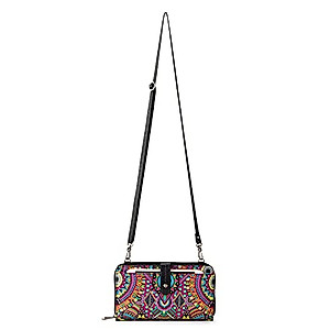 Sakroots Artist Circle Smartphone Crossbody in Eco Twill, Detachable Wristlet Strap, Rainbow Wanderlust