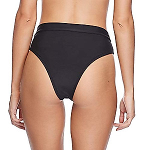 Body Glove Women's Standard Marlee High Waist Solid Bikini Bottom Swimsuit, Smoothie Black, Small