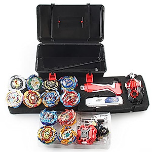 PWTAO Bey Battling Top Burst Launcher Grip Toy Blade Set Game Storage Box 12 Top Burst Gyros 2 Launchers Great Birthday Gift for Boys Children Kids
