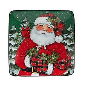 Certified International Christmas Lodge Santa 6" Canape/Luncheon Plates, Small, Set of 4