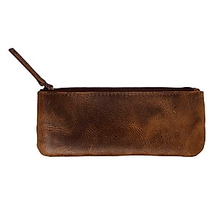Leather Pencil Case Pencil Bag | Small Leather Pouch, Zipper Pencil Pouches Holder Aesthetic Pencil Case for Adults Men Boys Coin Purse Money Bag Pen Bag Key Small Tool Pouch Jewelry Bag - Antique