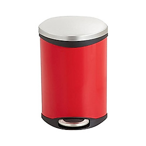 Safco Products 9901RD Ellipse Step-On Waste Receptacle, 3-Gallon, Red
