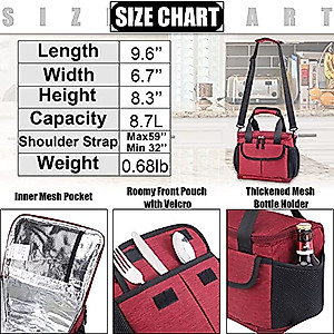 VENLING Collapsible Lunch Bag,Insulated Lunch Bag for Women/Men ，With Adjustable Straps, Office Work School Picnic Beach Reusable Lunch Box (Red)