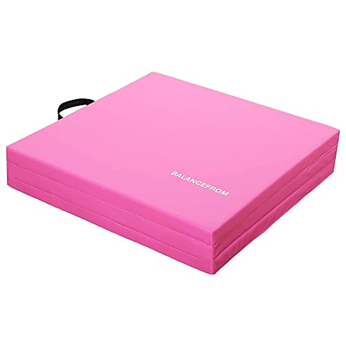 Signature Fitness Three Fold Folding Exercise Mat with Carrying Handles for MMA, Gymnastics and Home Gym Protective Flooring, 1.5-Inch Thick, Pink