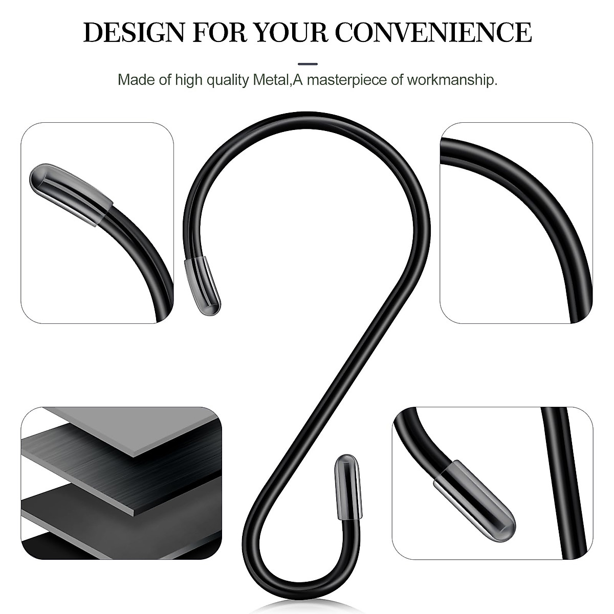 Hotop 36 Pieces 6 Inch S Shaped Stainless Steel Hooks Metal Hanging Hooks Curtain Hooks Pan Pot Holder Rack Hooks for Hanging Pot, Pan, Cups, Plants, Bags, Jeans, Towels (Black)