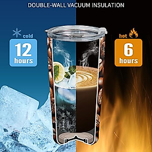 QWEUIOP 20oz Insulated Travel Coffee Mug Coffee Beans Pattern Stainless Steel Tumbler with Lid Double Wall Vacuum Coffee Cup For Hot and Cold Drinks14113
