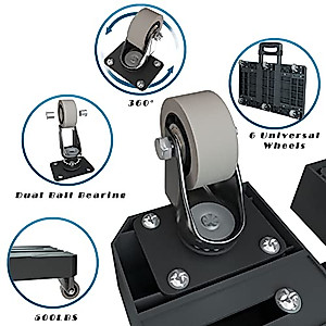 Antetek Folding Hand Truck, 500 lbs Capacity Heavy Duty Luggage Cart, Foldable Hand Cart with 6 Wheels & 2 Ropes, Compact Utility Dolly Platform Cart for Luggage, Personal, Travel, Moving, Office