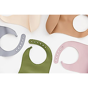 Solid Silicone Baby Bib, Baby and Toddler, Adjustable, Waterproof, Soft, Gray Blue