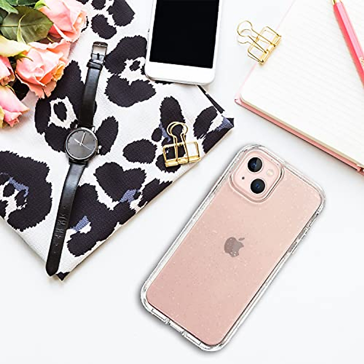 Coolwee Crystal Glitter Full Protective Case Compatible iPhone 13 Heavy Duty Hybrid 3 in 1 Rugged Shockproof Women Girls Transparent Compatible with Apple iPhone 13 6.1 inch Shiny Clear Bling Sparkle