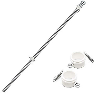 6FT Flag Pole Kit,Stainless steel Heavy Duty American US Flagpole, Rustproof for Outdoor Garden Roof Walls Yard House(Without Bracket)