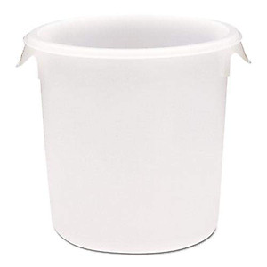 Rubbermaid Commercial Products Plastic Round Food Storage Container for Kitchen/Food Prep/Storing, 8 Quart, White, Container Only (FG572400WHT)
