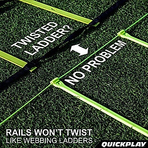 QuickPlay PRO No Tangle Agility Ladder with Quick Lock Adjustable Flat Rungs + Carry Bag (11-Rung) Multi-Sport Speed Ladder/Training Ladder