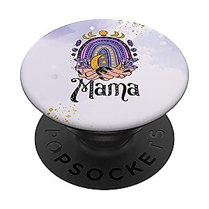 Mama Of Moon Child Witchy Moon With Crystal Boho Moon PopSockets Swappable PopGrip
