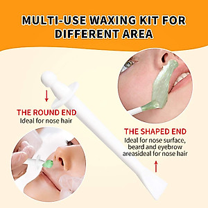Nose Wax Nose Hair Wax Kit for Men and Women Nose Hair Removal Wax 50g Wax 20 Wax Applicators 10 Nose Wax Pod 1 Measuring Cup 8 Moustache Stencils