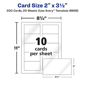 Avery Clean Edge Printable Business Cards with Sure Feed Technology, 2" x 3.5", Glossy White, 200 Blank Cards for Inkjet Printers (8859)