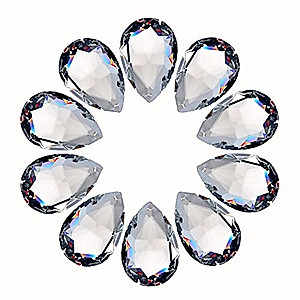 LoveUnited 10pcs Crystal Pendants 1.5"/38mm Crystal Suncatcher - Rainbow Maker Crystal, Hanging Crystals Prisms for Windows, FengShui, Hanging Ornament for Decoration, Chandelier Crystals Replacement