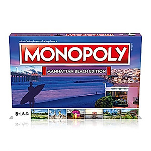 Monopoly Board Game Manhattan Beach Edition: 2-6 Players Family Board Games for Kids and Adults, Board Games for Kids 8 and up, for Kids and Adults, Ideal for Game Night
