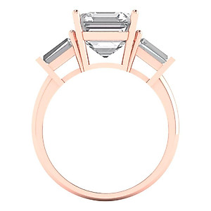 Clara Pucci 3.50ct Asscher cut 3 stone Solitaire White Lab Created Sapphire Engagement Promise Anniversary Bridal Ring 18K Rose Gold 10.5