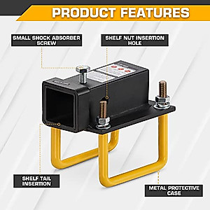 ARKSEN Heavy Duty Steel U-Bolt 2" Hitch Receiver Adapter for 4" Square Bumpers or 2" Tube Bicycle Racks, Cargo Carrier Designed for RV Recreational Vehicle