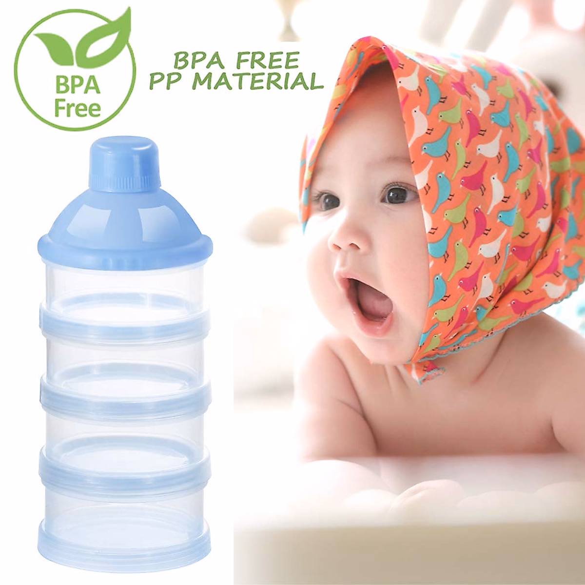 Accmor Formula Dispenser On The Go, 4 Compartments Stackable Formula Container for Travel, Baby Milk Powder Kids Snack Container, BPA Free ﻿