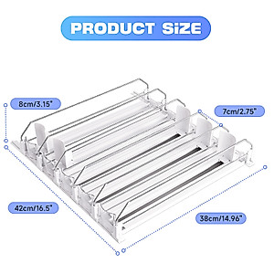 Upgrade Drink Organizer for Fridge, LAKIX Self-Sliding soda Can Dispenser for Refrigerator and Adjustable Width, 12oz to 20oz holds 50+ Cans (White + Black)