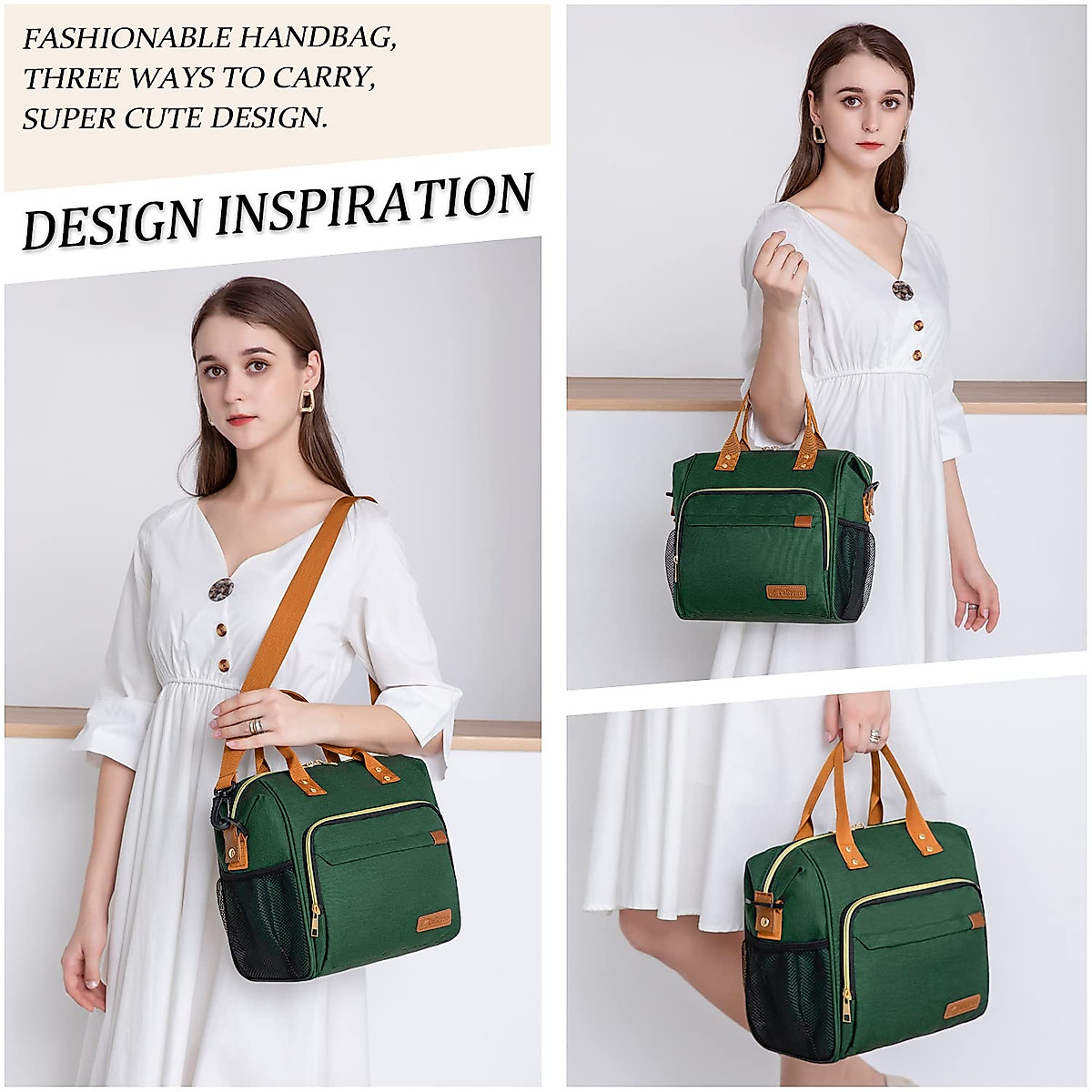 TuErCao Insulated Lunch Bags for Women Men - Freezable Leakproof Adult Lunch Box for Work Office School - Reusable Lunch Tote Bag Portable Soft Side Cooler Bag for Travel Beach Picnic Camping