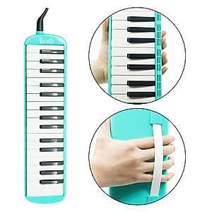 VACHAN 32 Keys Melodica Instrument, Soprano Melodica Air Piano Keyboard Musical Instrument with 2 Soft Long Tubes, Short Mouthpieces and Carrying Bag for Kids Beginners Gift,Blue