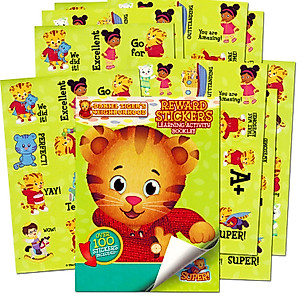 Daniel Tiger Clock Puzzle Shape Sorting Game for Toddlers, Kids ~ 4 Pc Learning Toy Bundle with Daniel Tiger Wooden Clock, Stickers, and More (Daniel Tiger Wood Toys)