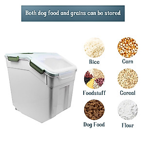2 Pack Flour Storage Containers, Rice Storage Container Bin 50Lbs with Measuring Cup & Scoop, BPA Free Plastic Rice Dispenser for Flour, Grain Holder- Green