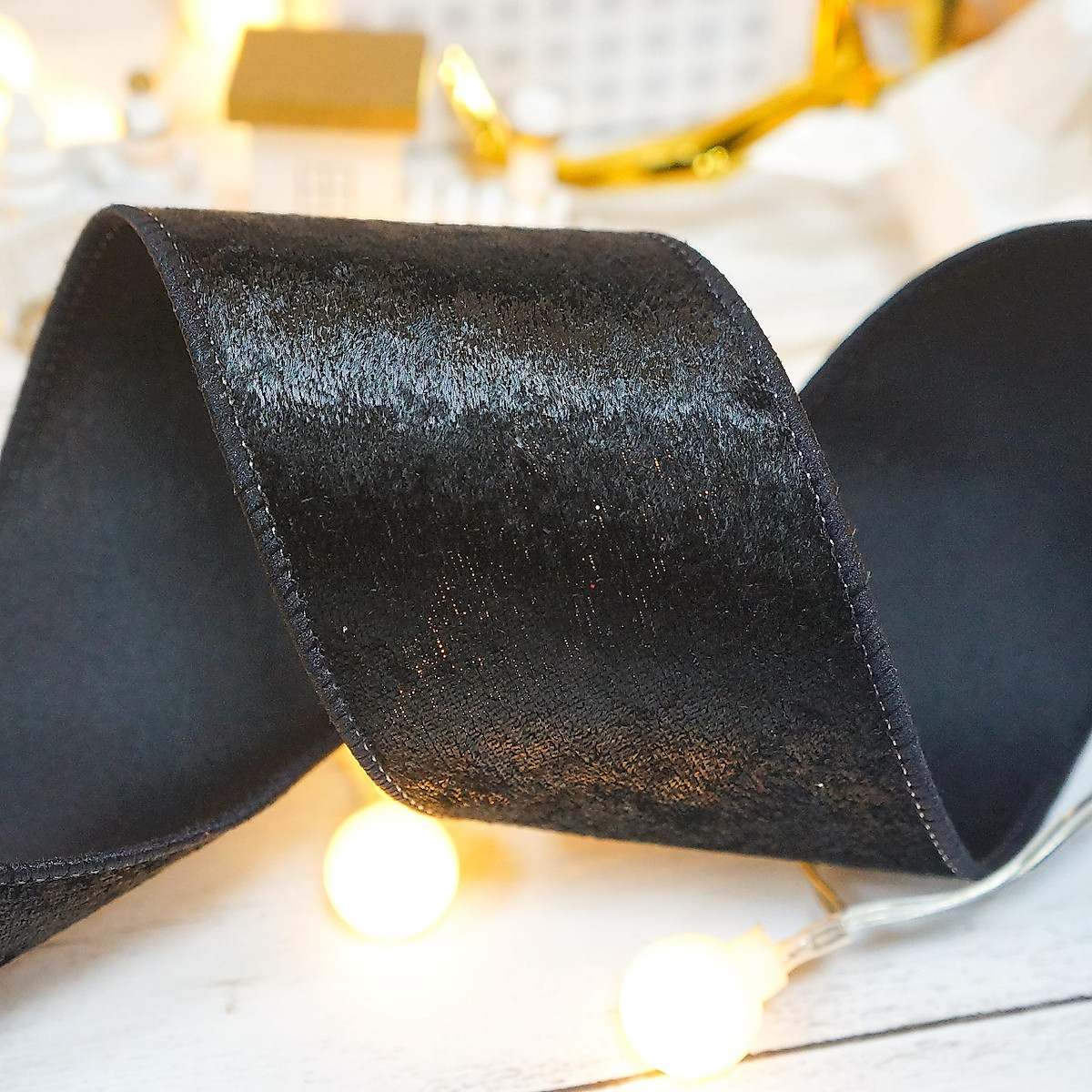 Black Velvet Ribbon 2.5 Inch x 10 Yards for Christmas Tree Topper Home Decoration Wreath Gift Wrapping DIY Craft