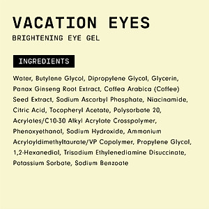Versed Vacation Eyes Brightening Eye Gel - Lightweight Cooling Gel For Puffy Eyes with Vitamin C, Ginseng Root Extract and Niacinamide - Help Reduce Under-Eye Darkness - Vegan (0.5 fl oz)