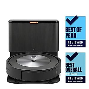 iRobot Roomba j7+ (7550) Self-Emptying Robot Vacuum – Identifies and avoids obstacles like pet waste & cords, Empties itself for 60 days, Smart Mapping, Works with Alexa, Ideal for Pet Hair (Renewed)
