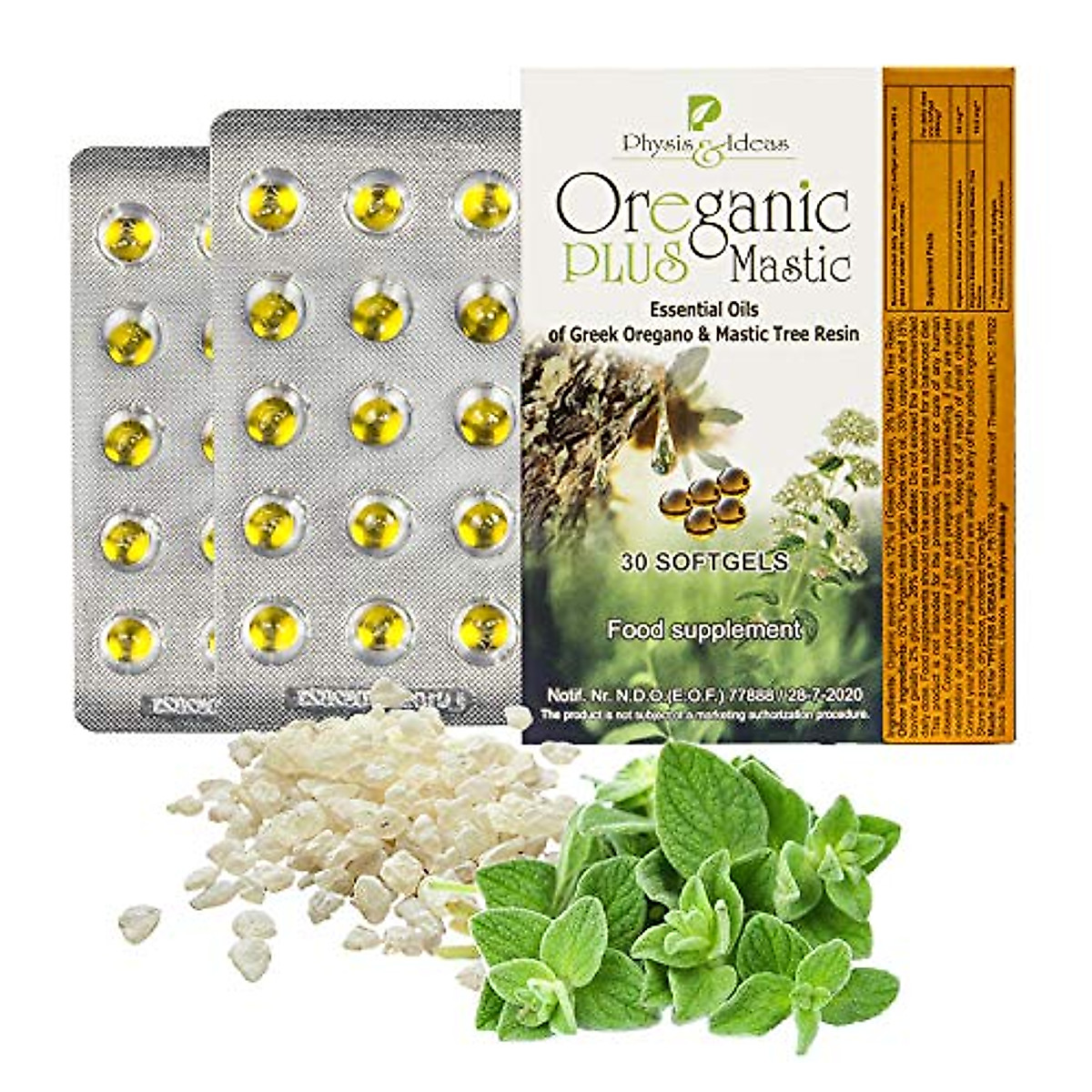 Oreganic Plus Mastic – Organic Wild Oregano Oil Capsules & Mastic Gum Oil – Immune Defense, Intestinal Support, Stomach Relief, Gut Restore, Kids Immune Support – 30 Pack