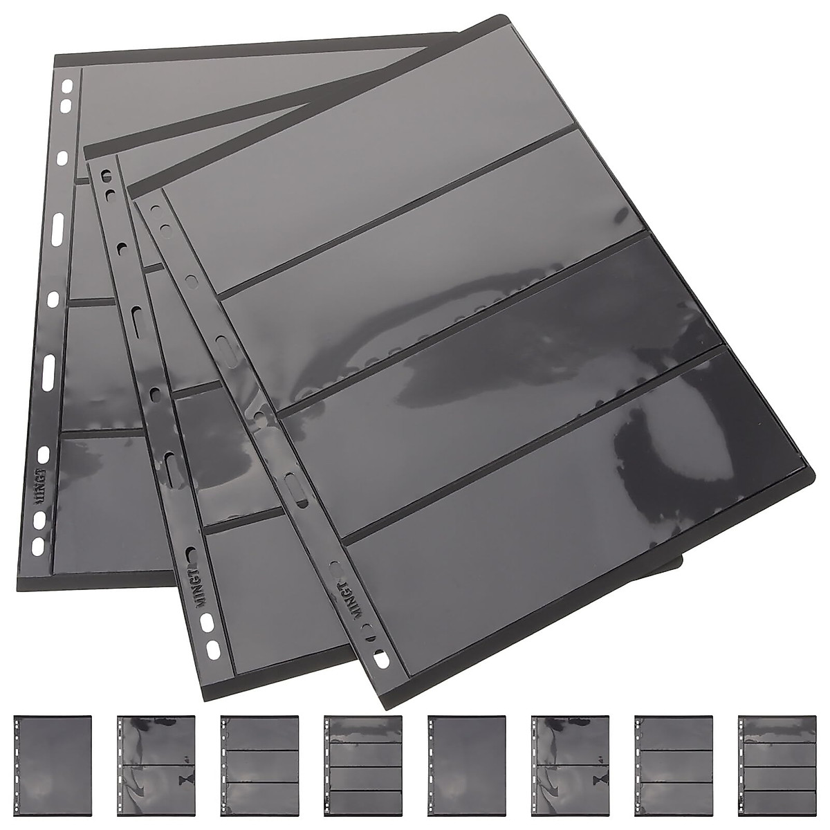 VILLCASE 20Pcs Black Binder Stamps Binder Clips Stamp Collecting Loose-Leaf Stamp Collection Insert Stamp Loose-Leaf Stamp Book Loose-Leaf Storage Holder Supplies Book Plastic Universal